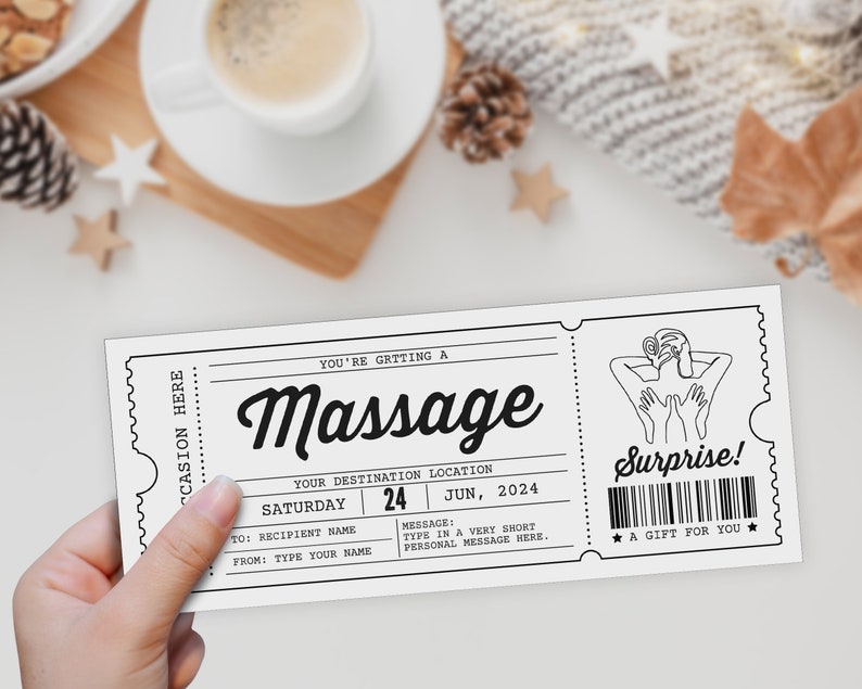 Massage Gift Certificate Template: Surprise Spa Ticket (printable) - Etsy