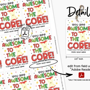 Teacher Appreciation Apple Gift Tag, Printable Thank You (PDF) - Etsy