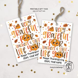 Thanksgiving Gift Tags Printable, so Very Grateful for Teacher and ...