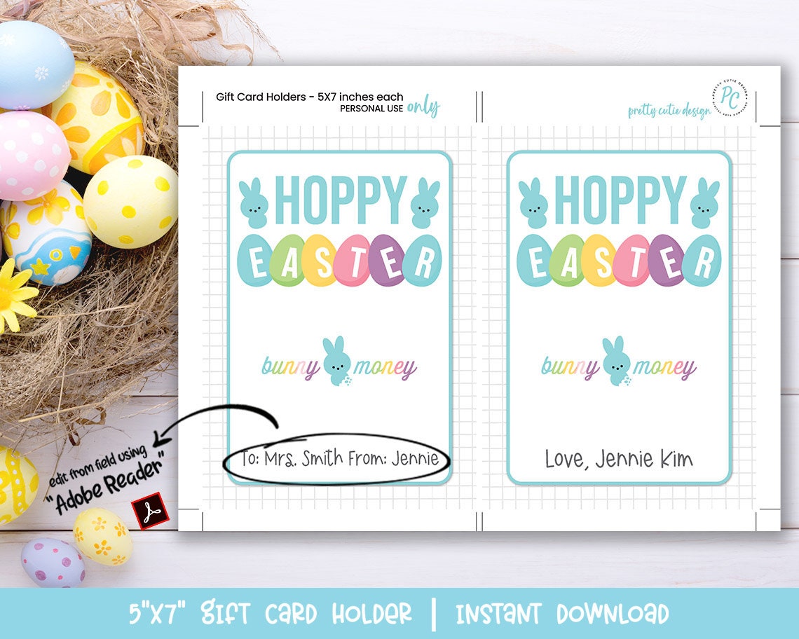 Hoppy Easter Bunny Money, Easter Gift Card Holder - PRINTABLE ...