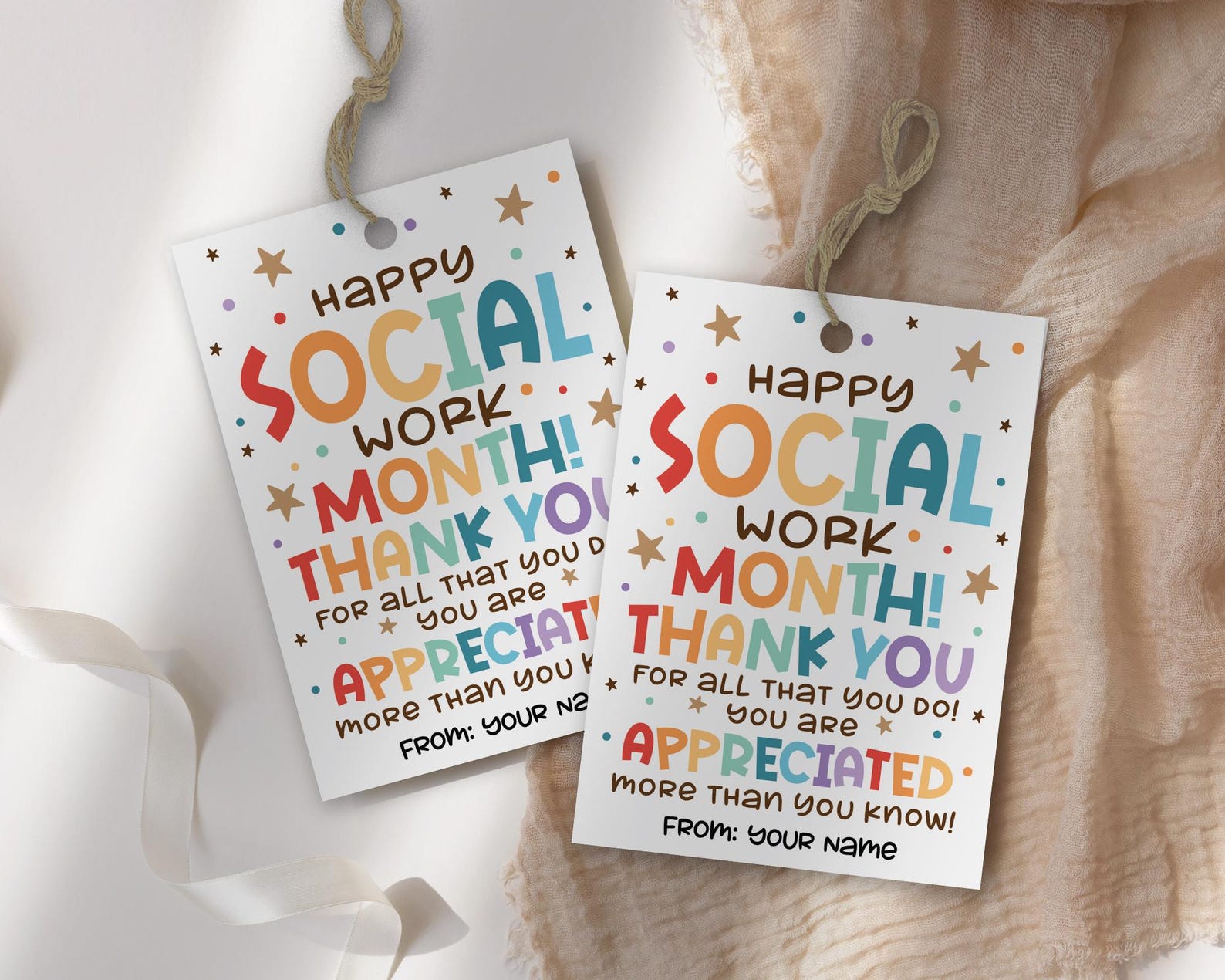 Social Work Month Gift Tag Printable, Social Workers Thank You Tag ...
