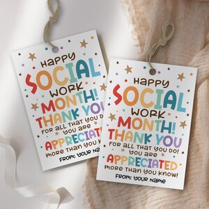 Social Work Month Gift Tag Printable, Social Workers Thank You Tag ...