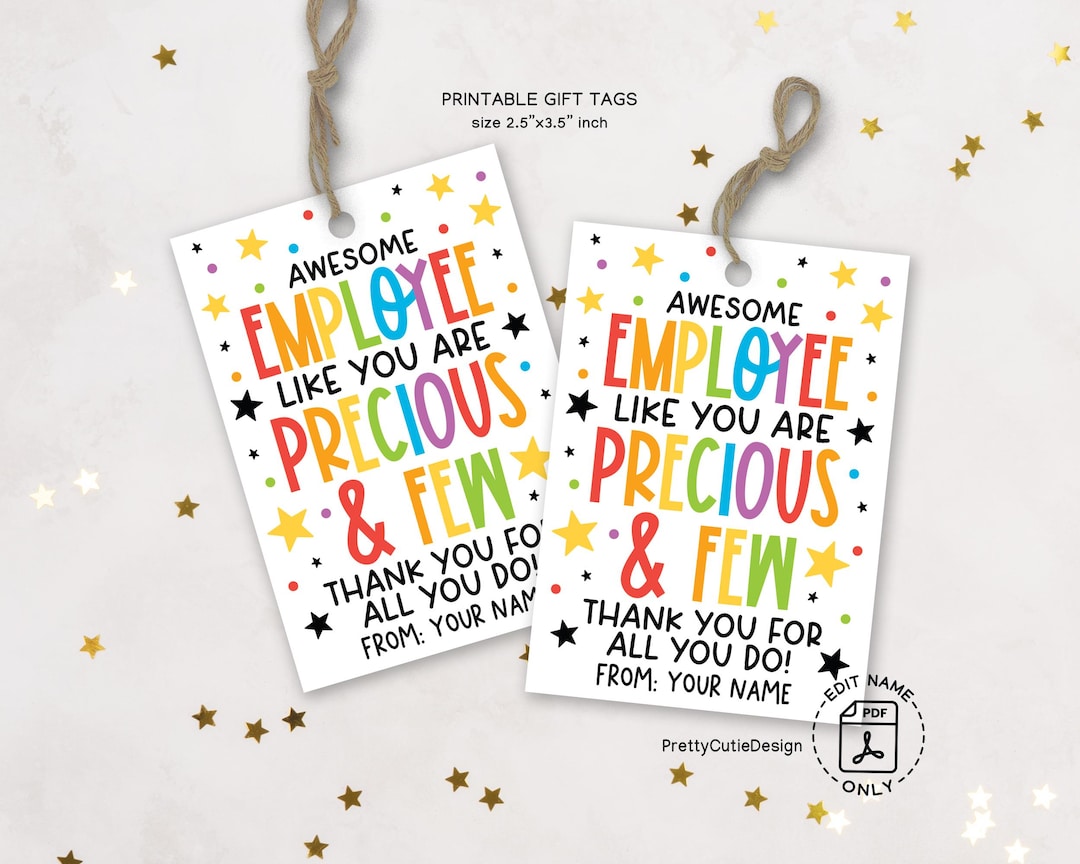Employee Appreciation Day Gift Tag, Printable Employee Treat Bag Tags ...