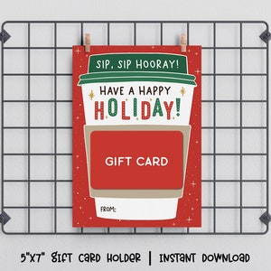 Christmas Gift Card Holder, Happy Holiday Coffee Gift Card, Teacher ...
