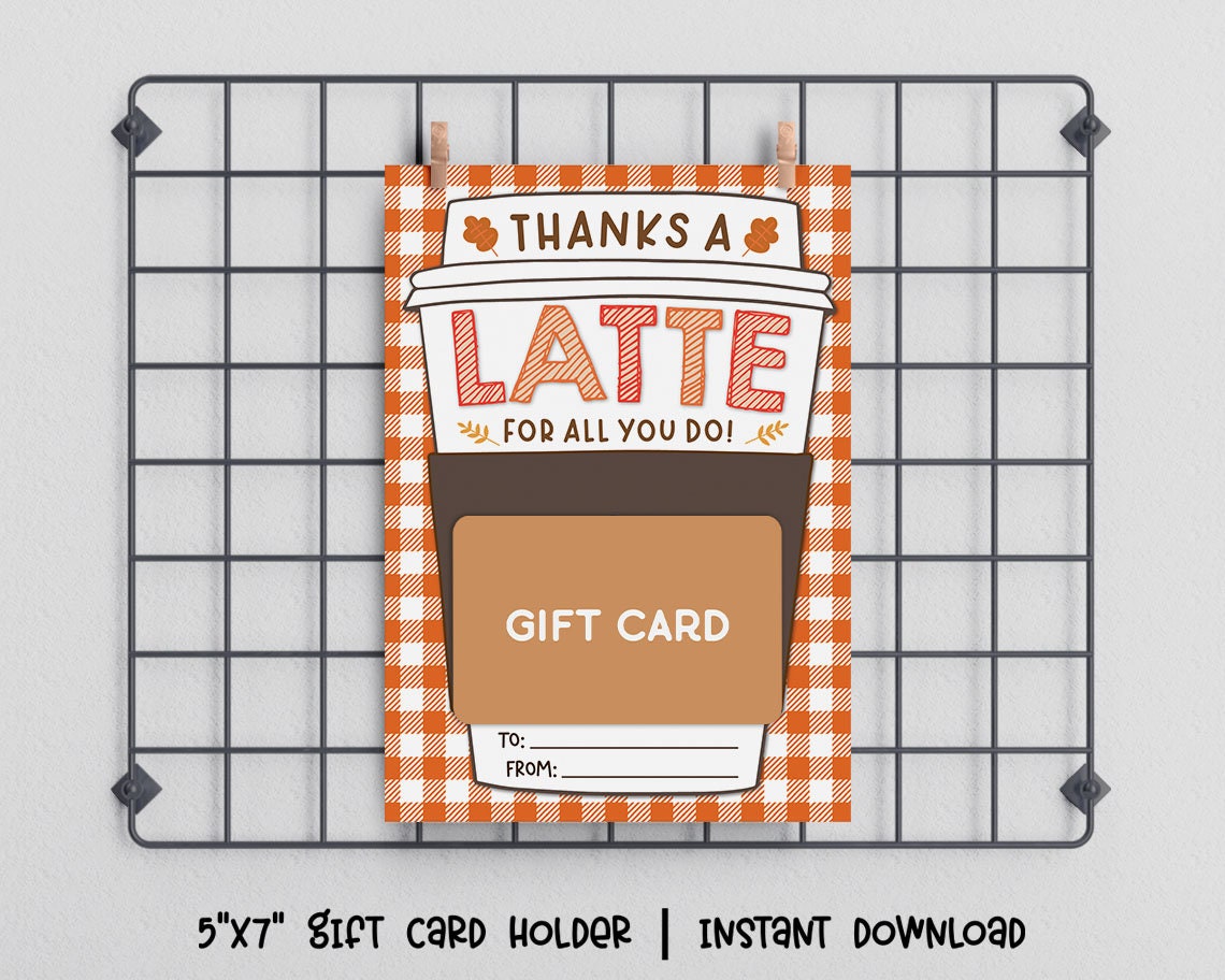 Thanks a Latte for All You Do Coffee Gift Card Holder - Etsy