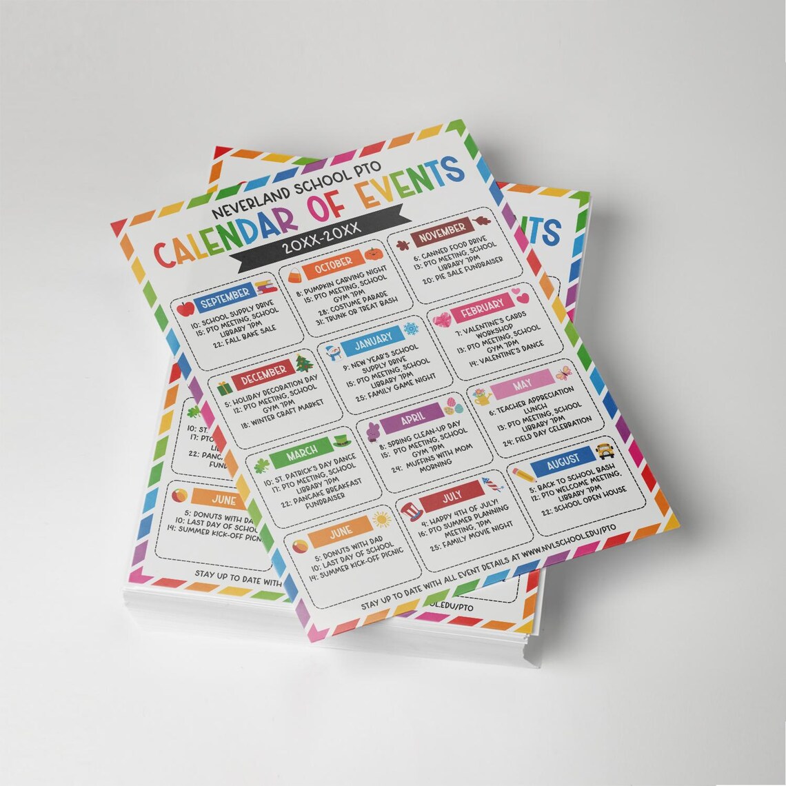 School Calendar Template: PTO PTA Events Planner, Editable Canva Design ...