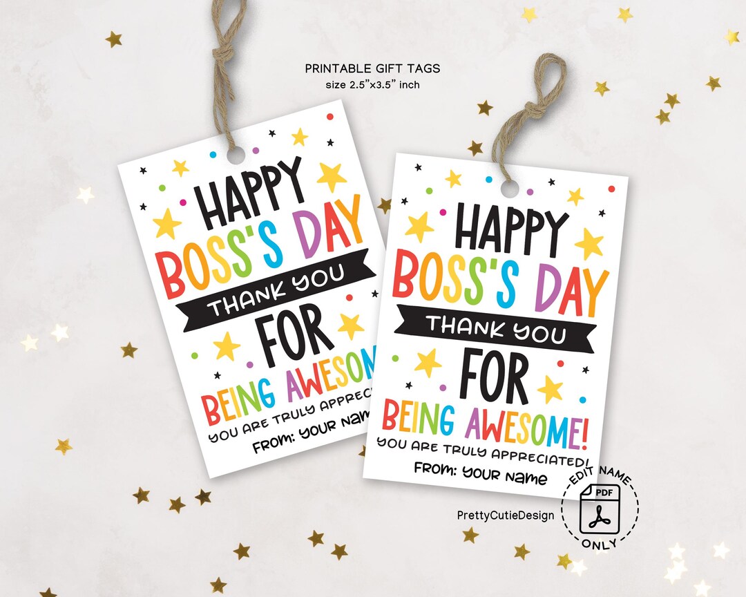 Boss’s Day Gift Tags Printable: Thank You Appreciation for Manager or ...