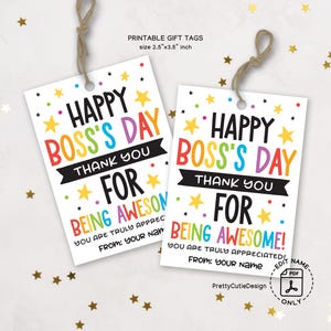 Boss’s Day Gift Tags Printable: Thank You Appreciation for Manager or ...