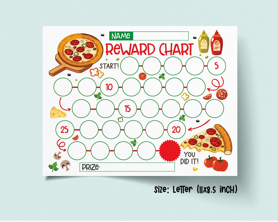 Pizza Reward Chart for Kids Simple Kids Reward Chart Cute - Etsy