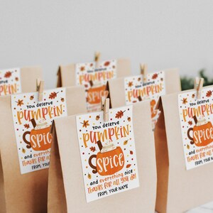 Thanksgiving Gift Tags Printable, Pumpkin Spice Tags for Coworker ...