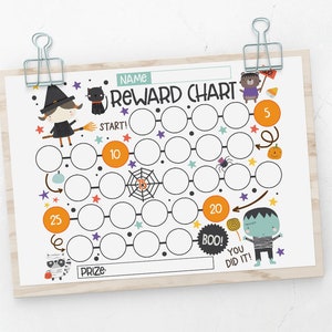 Halloween Reward Chart for Kids, Simple Kids Reward Chart, Trick or ...