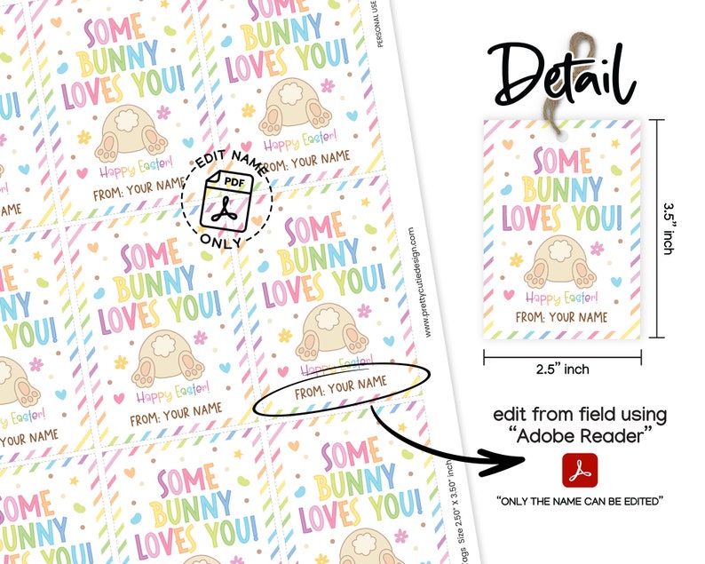 Easter Gift Tag Printable, Somebunny Loves You Tag, Happy Easter Bunny ...