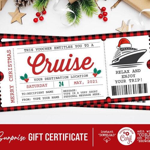 EDITABLE Christmas Cruise Trip Surprise Ticket Cruise Gift - Etsy