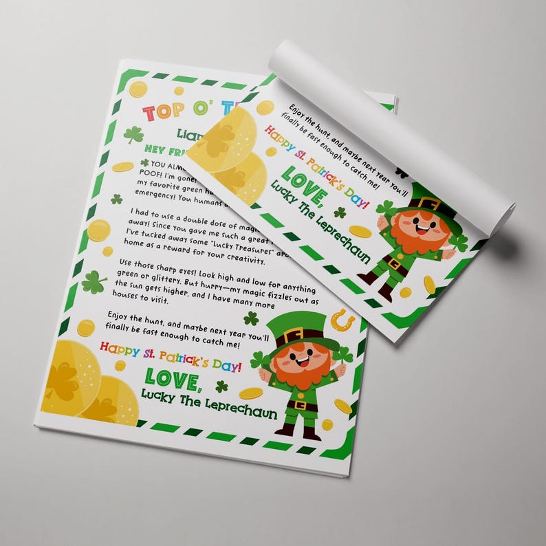 St Patrick's Day Leprechaun Letter Printable, Trap Note for Kids ...
