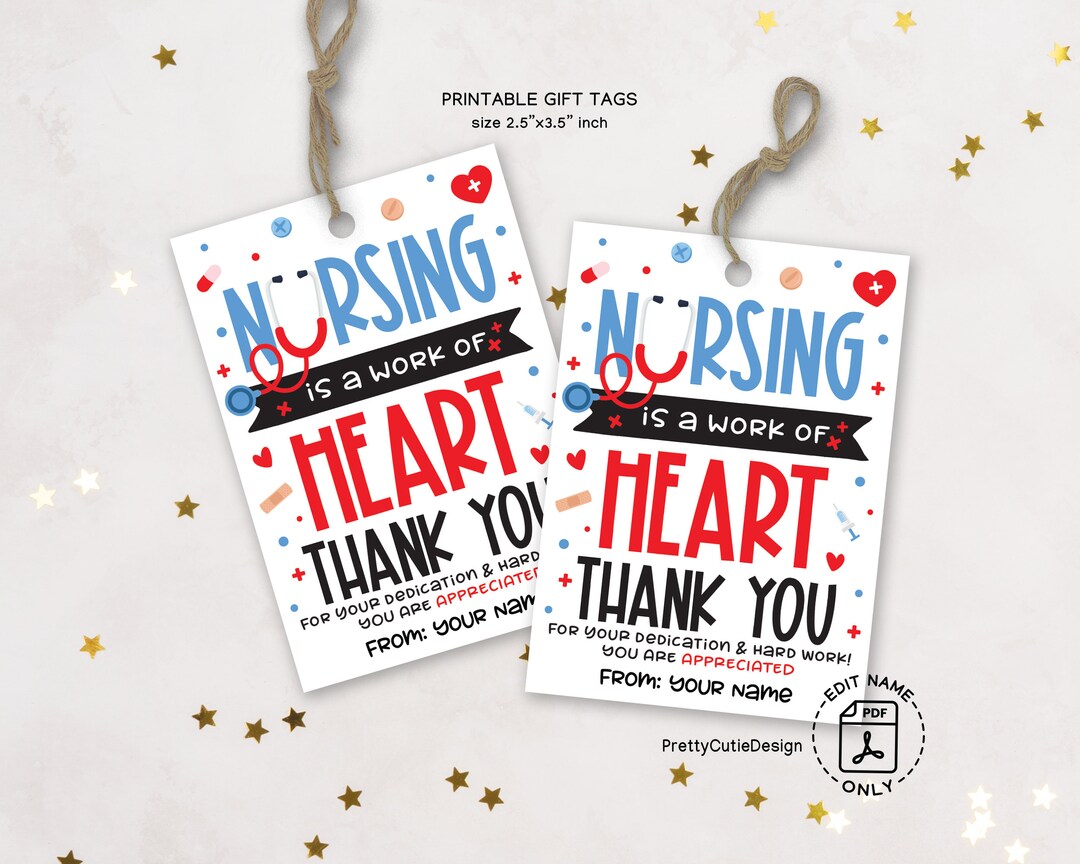Nurse Appreciation Week Printable Gift Tags, Nurse Gift Tags, Nurse ...