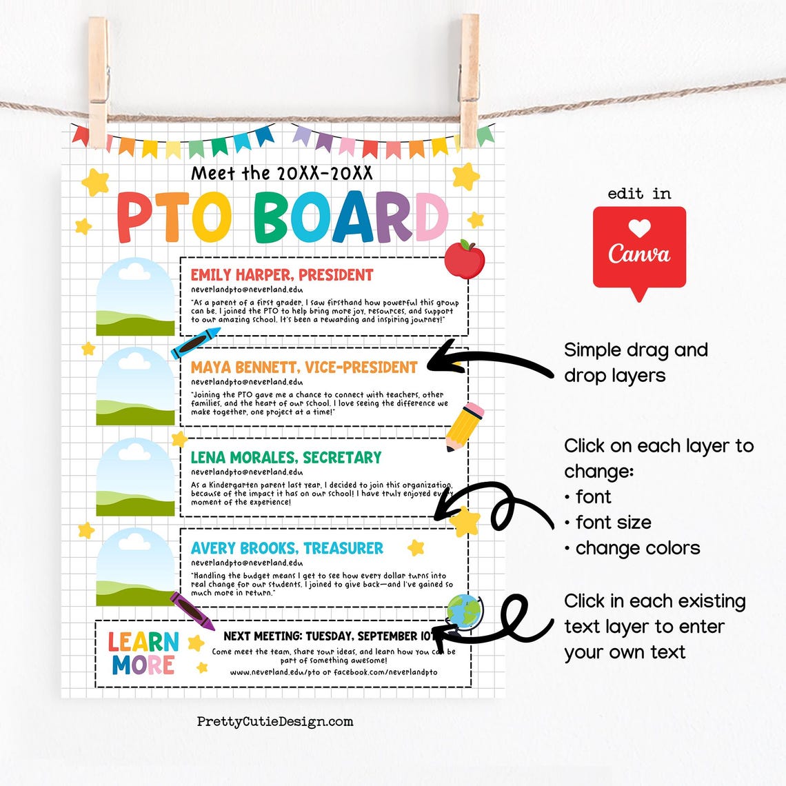 Editable Meet the PTO Board Flyer: Canva Template (8.5x11" Digital ...