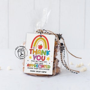 Teacher Appreciation Week Tag Printable, Thank You Teacher Tag, Rainbow ...