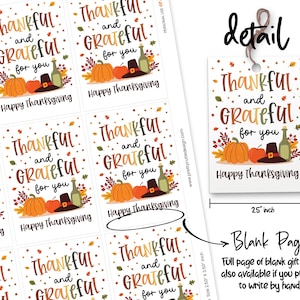 Thanksgiving Gift Tags Printable, Thankful Grateful for You for You ...
