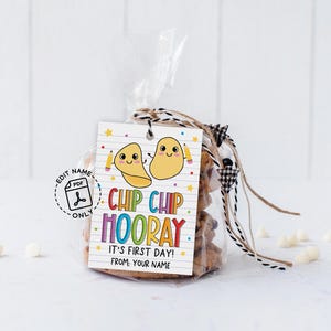 Happy First Day of School Chip Chip Hooray Tag, Back to School Tags ...