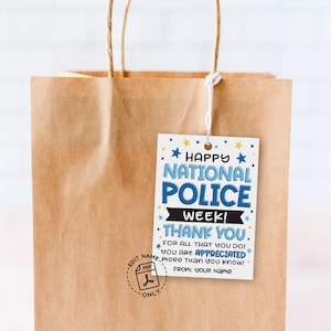 Happy National Police Week Gift Tags Printable, Police Week Tag, Police ...