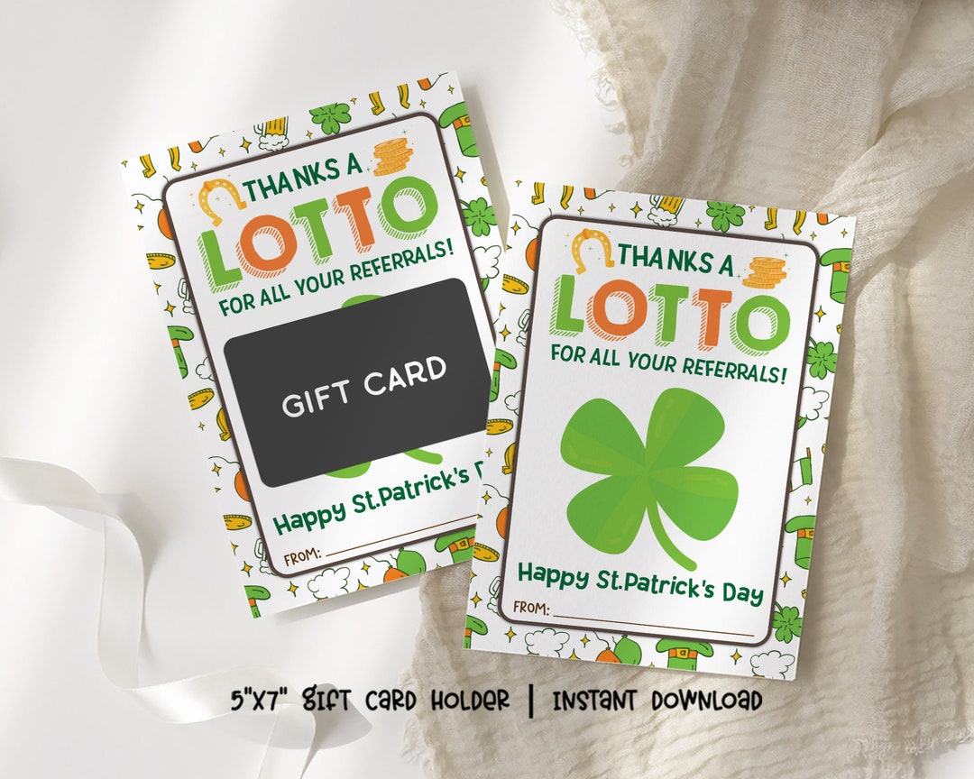 Thanks A Lotto St Patricks Day Gift Card Holder, Business Referral Gift ...