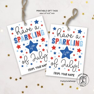 4th of July Gift Tag Printable Have a Sparkling, Memorial Day Gift Tag ...