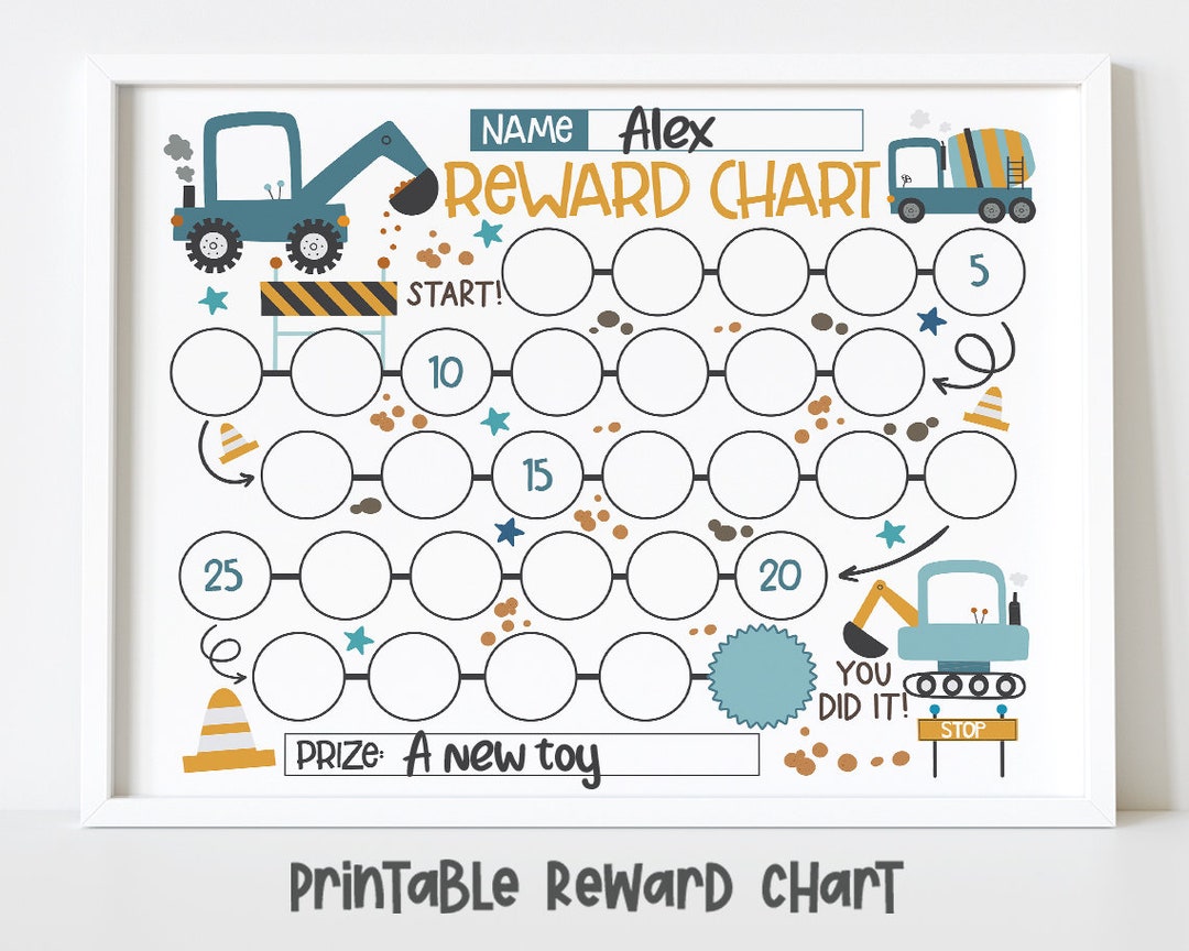 Construction Truck Reward Chart for Kids (instant Download) - Etsy
