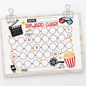 Movie Night Reward Chart for Kids (digital Download) - Etsy