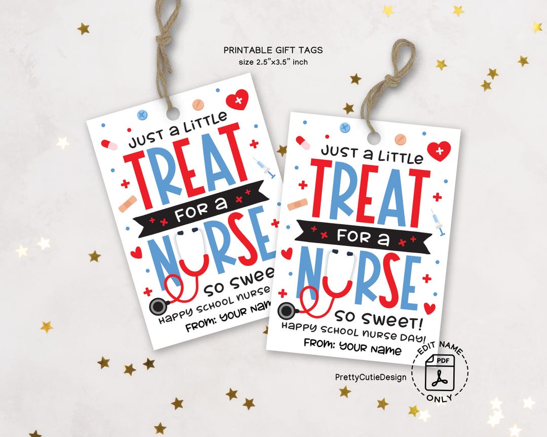 School Nurse Day Gift Tags Printable, School Nurse Appreciation Tags ...