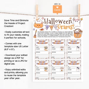 Halloween Boo Grams Printable: School Fundraiser Candy Gram (canva ...