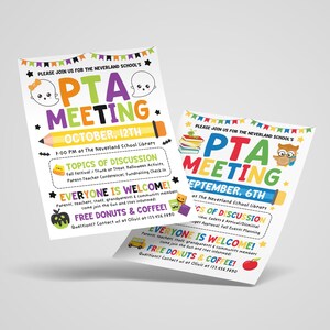 PTA PTO Meeting Flyer Bundle Printable, Editable 12 Month School ...