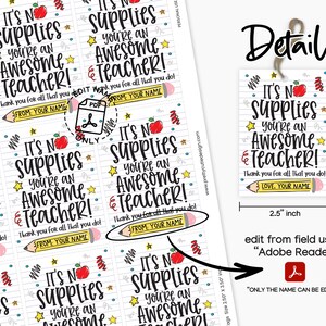 Teacher Appreciation Week Gift Tag Printable, Teacher Thank You Gift ...