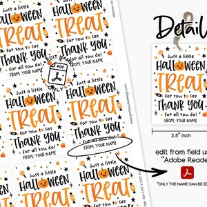A Little Treat Halloween Gift Tags for Classroom, Spooky Pumpkin Candy ...