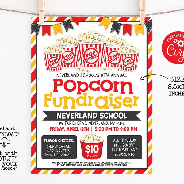 Popcorn Flyer Template - Etsy