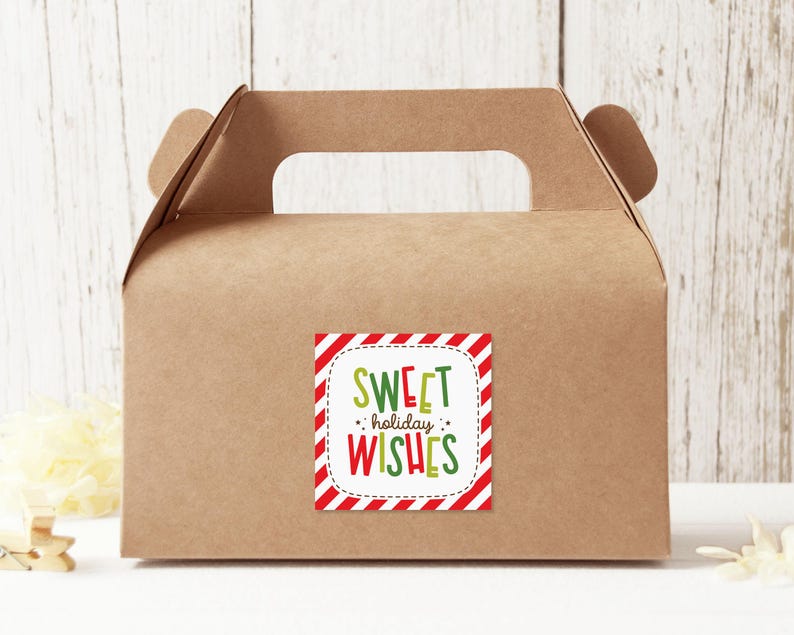 Sweet Holiday Wishes Gift Tags, Christmas Treat Tag Printable, Candy ...