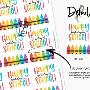 Back to School Gift Tag Template, Printable Rainbow First Day of School ...