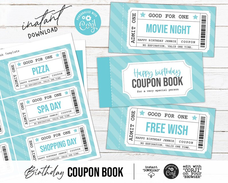 Personalized Birthday Coupon Book for Friend Coupon Book for | Etsy