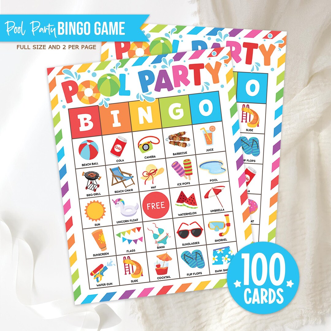 Pool Party Bingo Game, Summer Party Activity, Kids Birthday Pool Party ...
