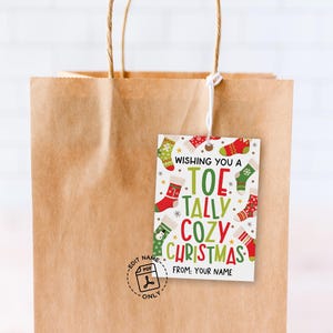 Christmas Socks Gift Tag, Wishing You a Toe-tally Cozy Christmas, Fuzzy ...