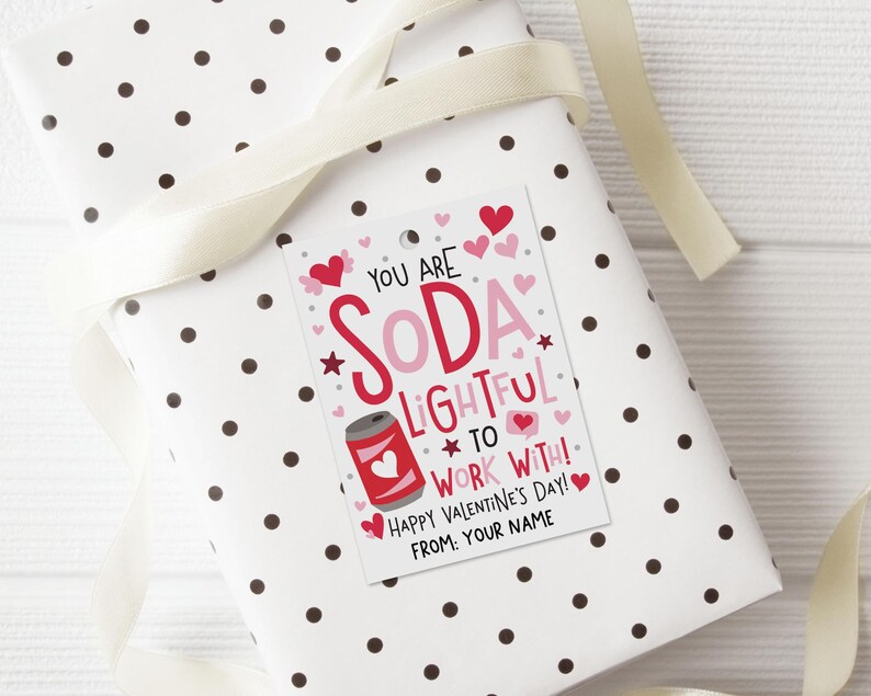 Soda Valentine Gift Tags Printable, Soda Lightful Label, Coworker ...