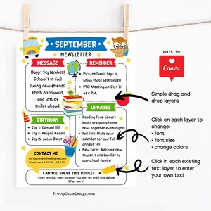 Editable September Classroom Newsletter Template: Back to School Flyer ...