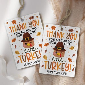 Little Turkey Thanksgiving Gift Tags Printable, Thank You Teacher ...