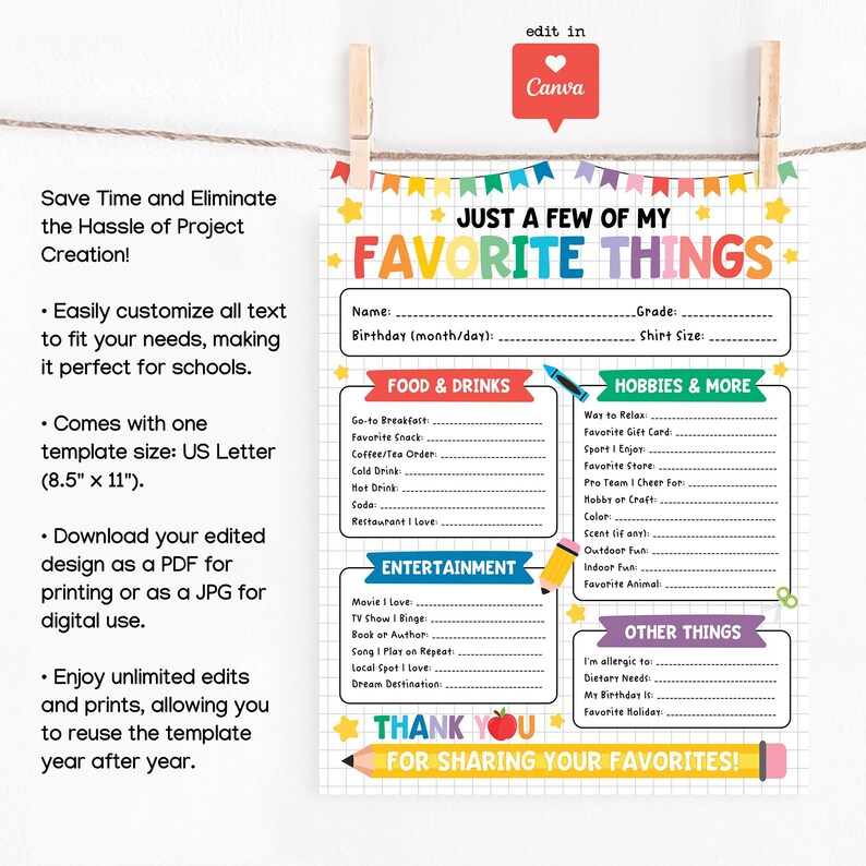 All About Me Teacher Survey: Student & Parent Gift Ideas (canva PDF ...