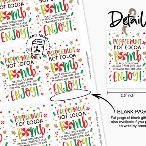 Christmas Hot Cocoa Bomb Tags, Classroom Winter Break Teacher Favor ...