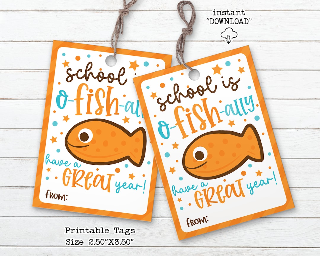 Back to School Gift Tags Printable, O-fish-ally, First Day of School ...