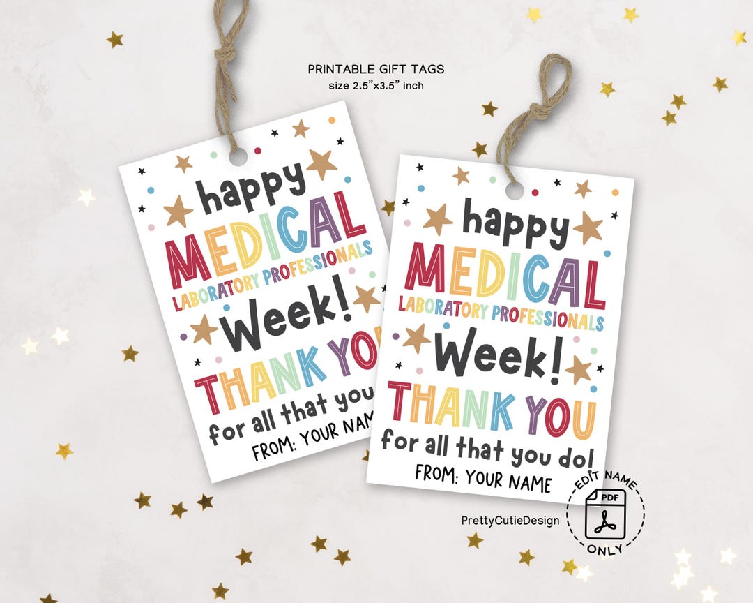 Medical Laboratory Professionals Week Tag, Lab Week Gift Tags, Medical ...