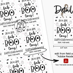 You Are Fab-boo-lous Halloween Gift Tags, Happy Halloween Party Trick ...