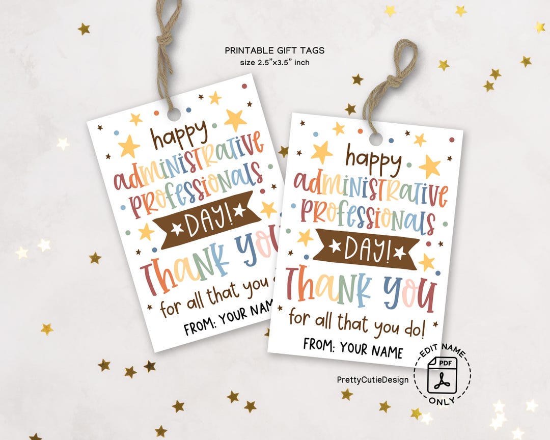 Administrative Professionals Day Gift Tags Printable, Thank You Tags ...