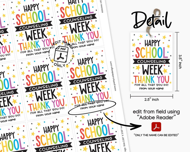 School Counseling Week Gift Tags Printable, Counselor Appreciation ...