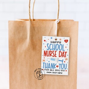 Happy School Nurse Day Gift Tag Printable, School Nurse Appreciation ...